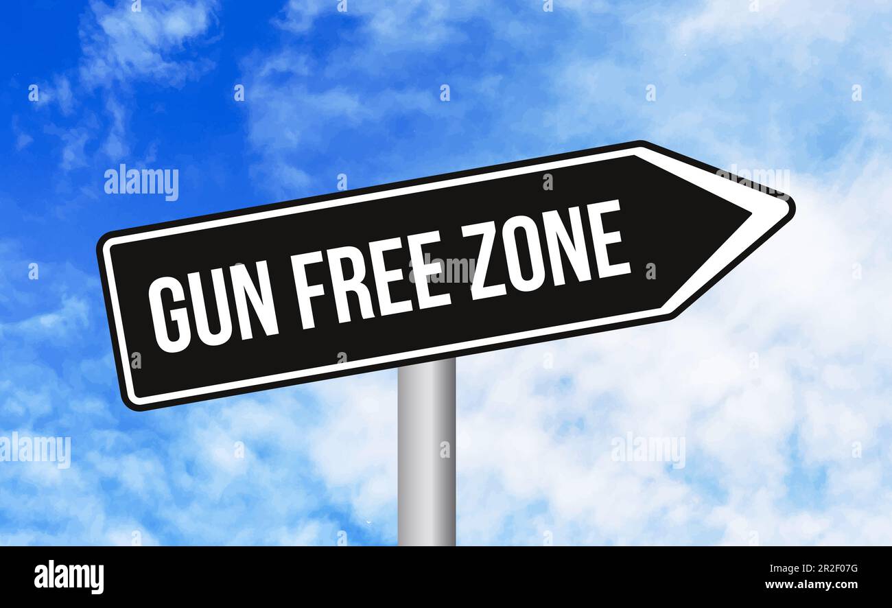 Gun free zone road sign on sky background Stock Photo - Alamy