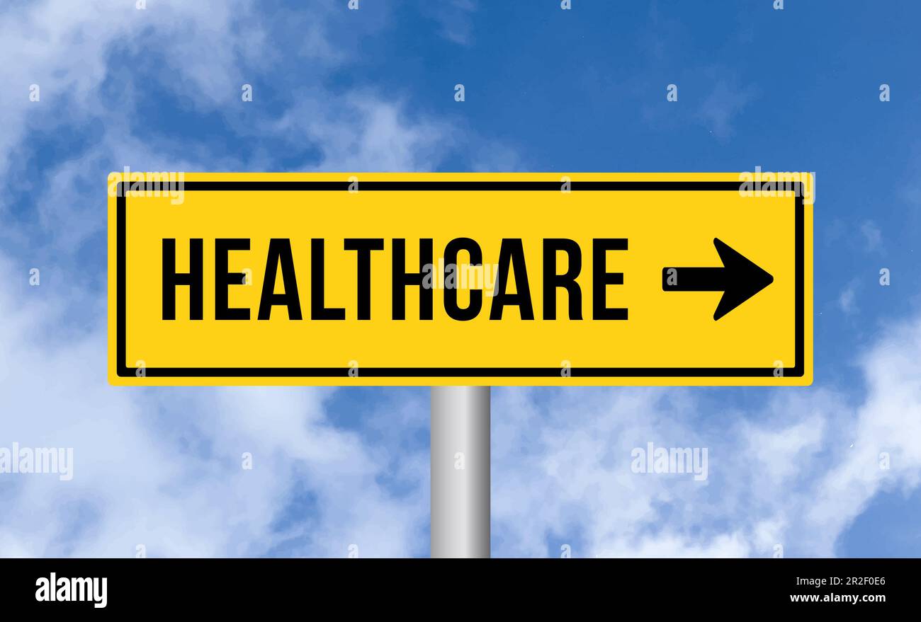 Healthcare road sign on cloudy sky background Stock Photo - Alamy