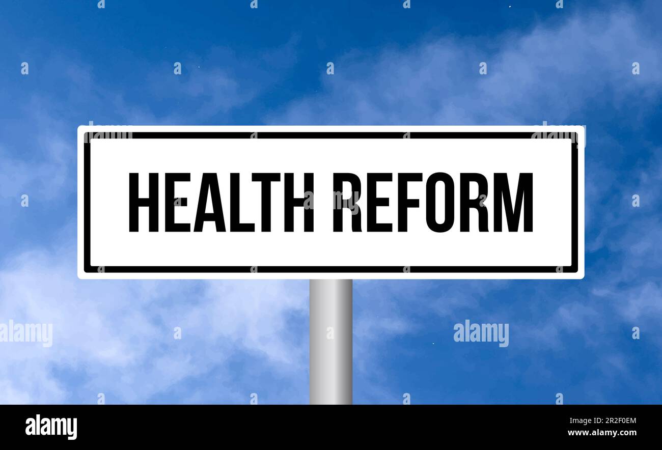 Health reform road sign on cloudy sky background Stock Photo - Alamy