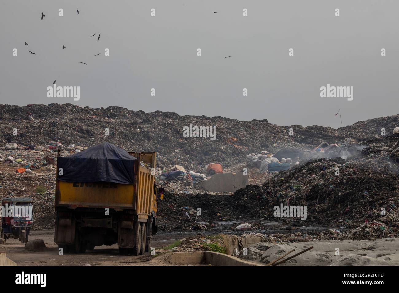 Dhaka, Bangladesh. 19th May, 2023. View of Garbage collector truck at the landfill site in the ...