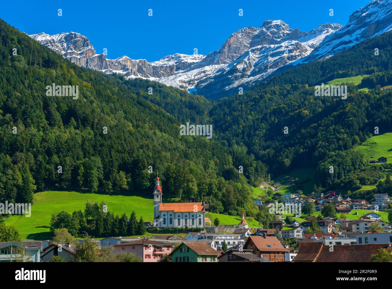 Schattdorf with Gr. Windgällen, Canton of Uri, Switzerland Stock Photo ...