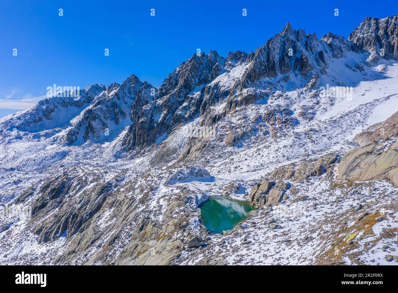 Aerial view of Sidelensee and Gr. Furkahorn, Uri Alps, Canton of Uri ...