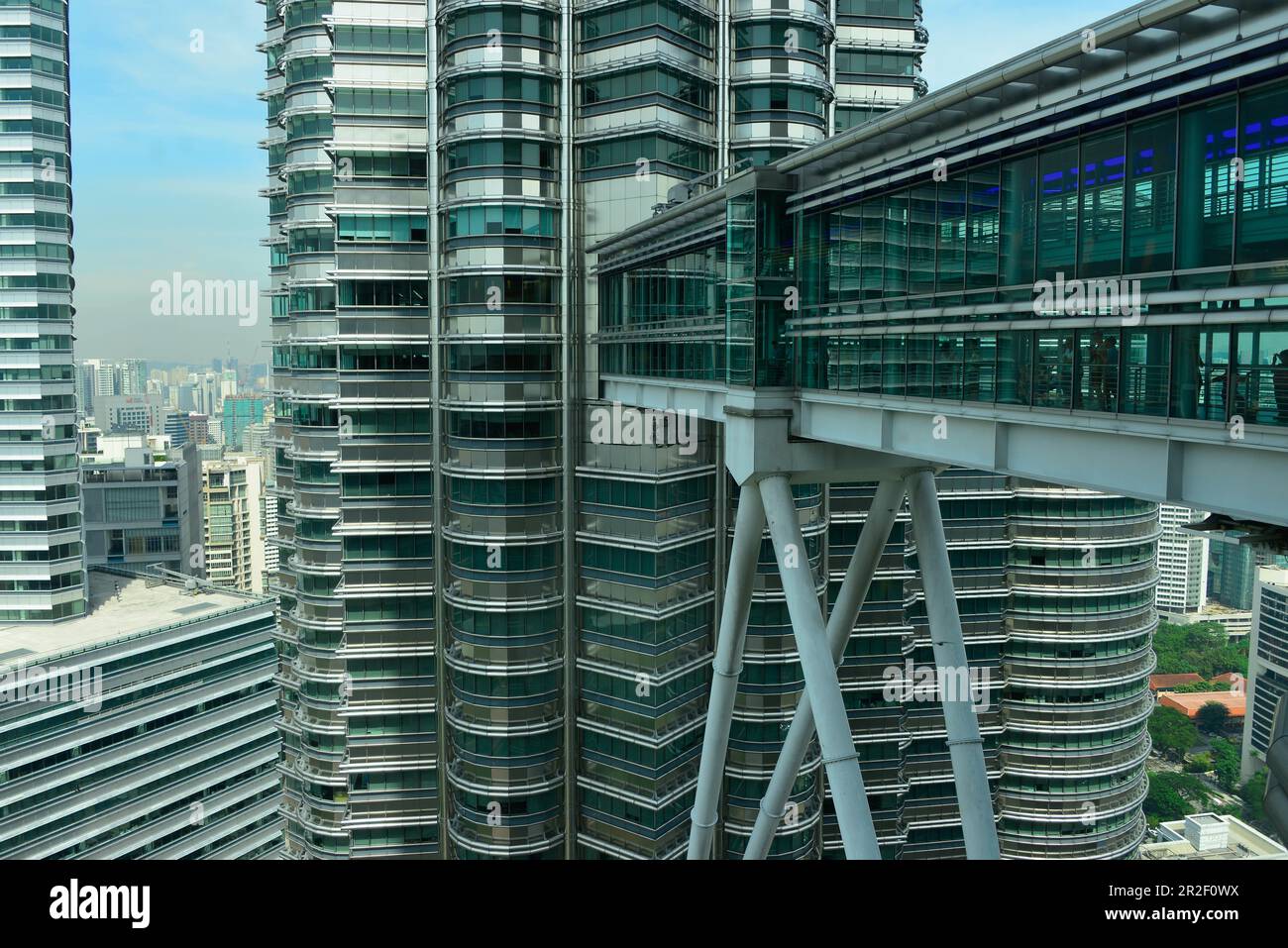 The Petronas Towers in Kuala Lumpur, Malaysia, taken from the bridge ...