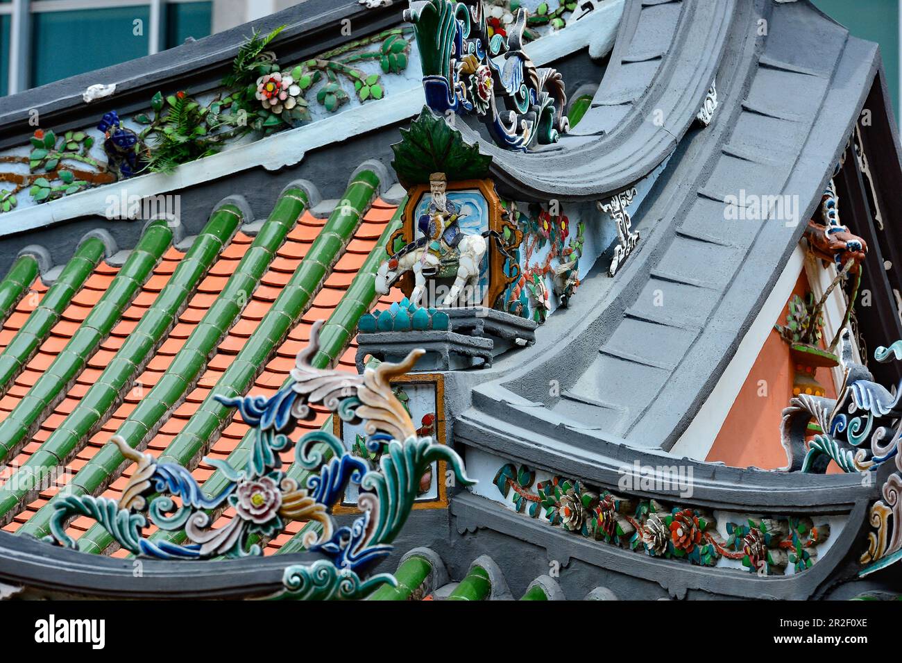 Colorful roof with elaborate decoration in a temple complex in ...