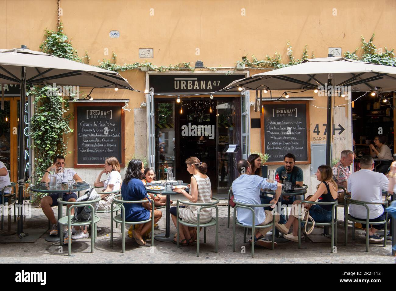 Rome, Italy, People eating outside Urbana 47 restaurant, Rome, Italy ...
