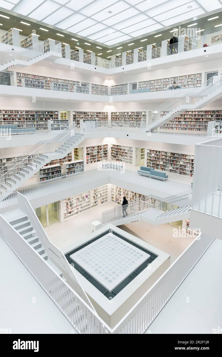 City library, interior view, architect Eun Young Yi, Stuttgart, Baden ...