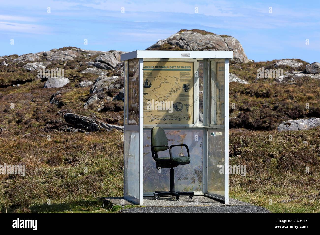 Tourist information and bus stop, Isle of Harris, Outer Hebrides Stock ...