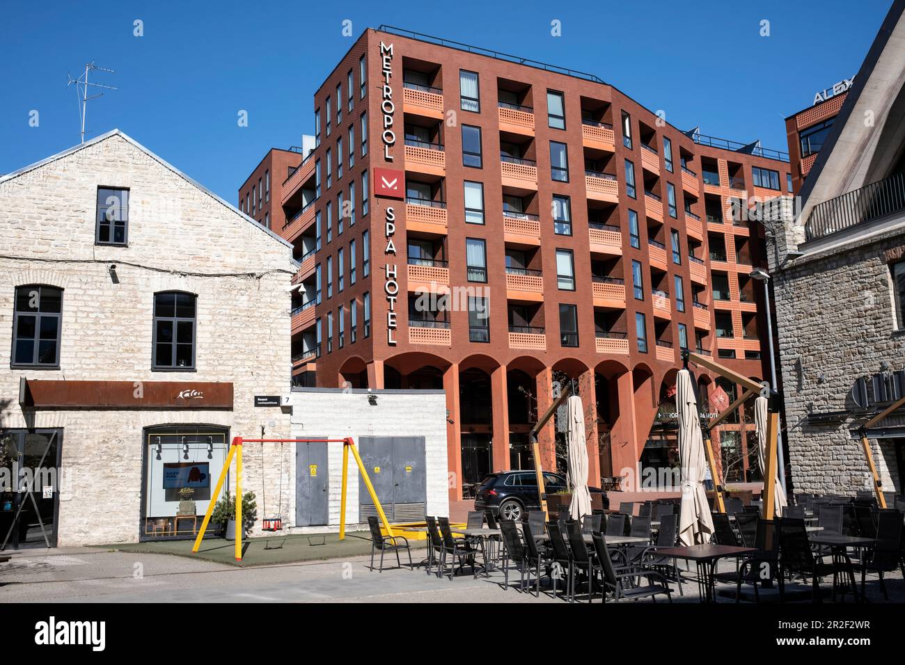 Modern architectural landscape, Metropol Spa Hotel, Rotermann Quarter ...