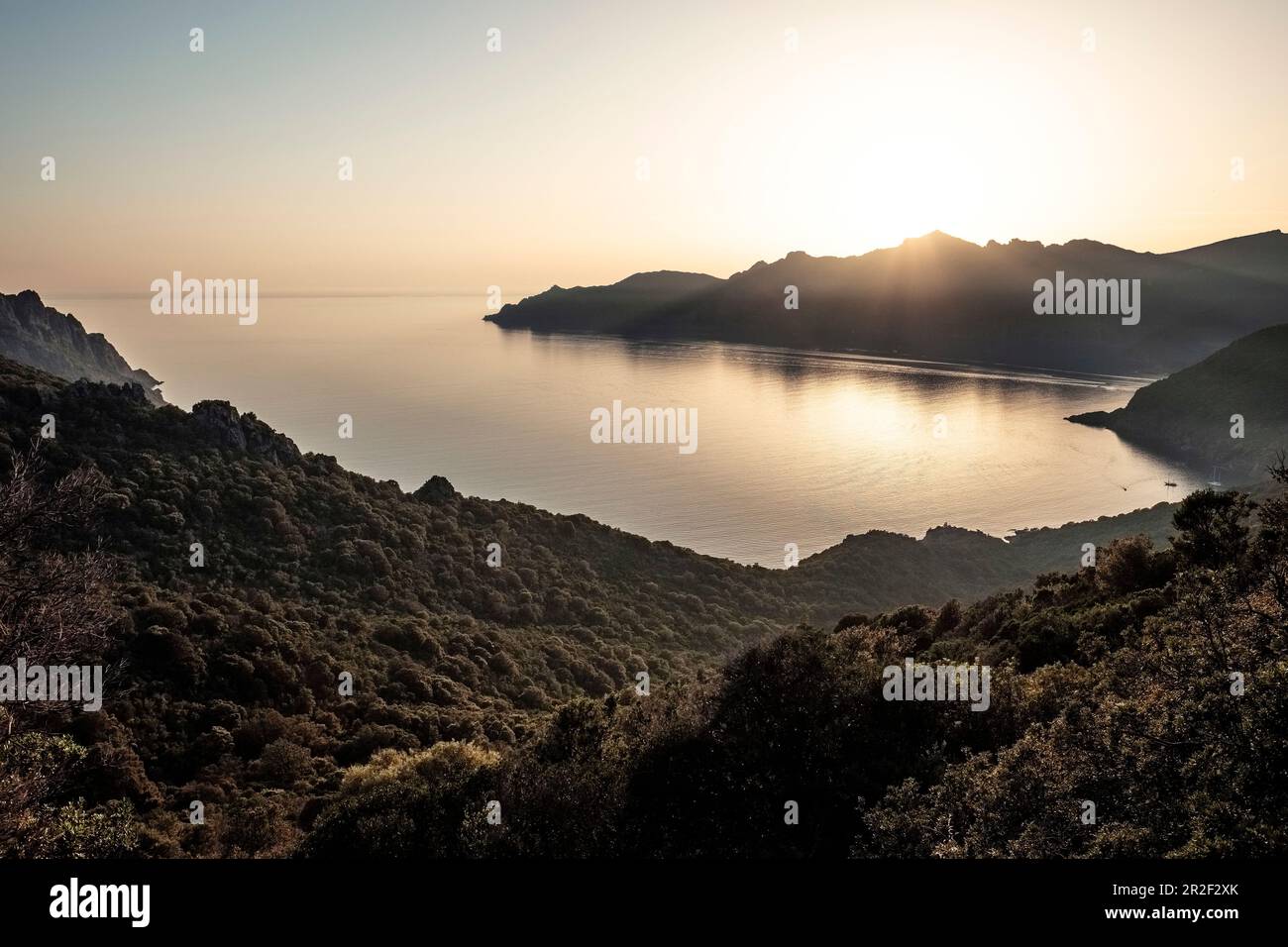Girolata Bay, sunset over the Scandola Nature Reserve, Galeria, Calvi ...