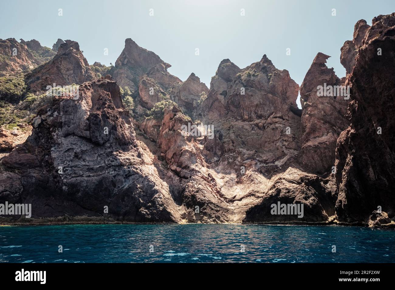The fascinating, rugged volcanic rock in the Scandola Nature Reserve ...