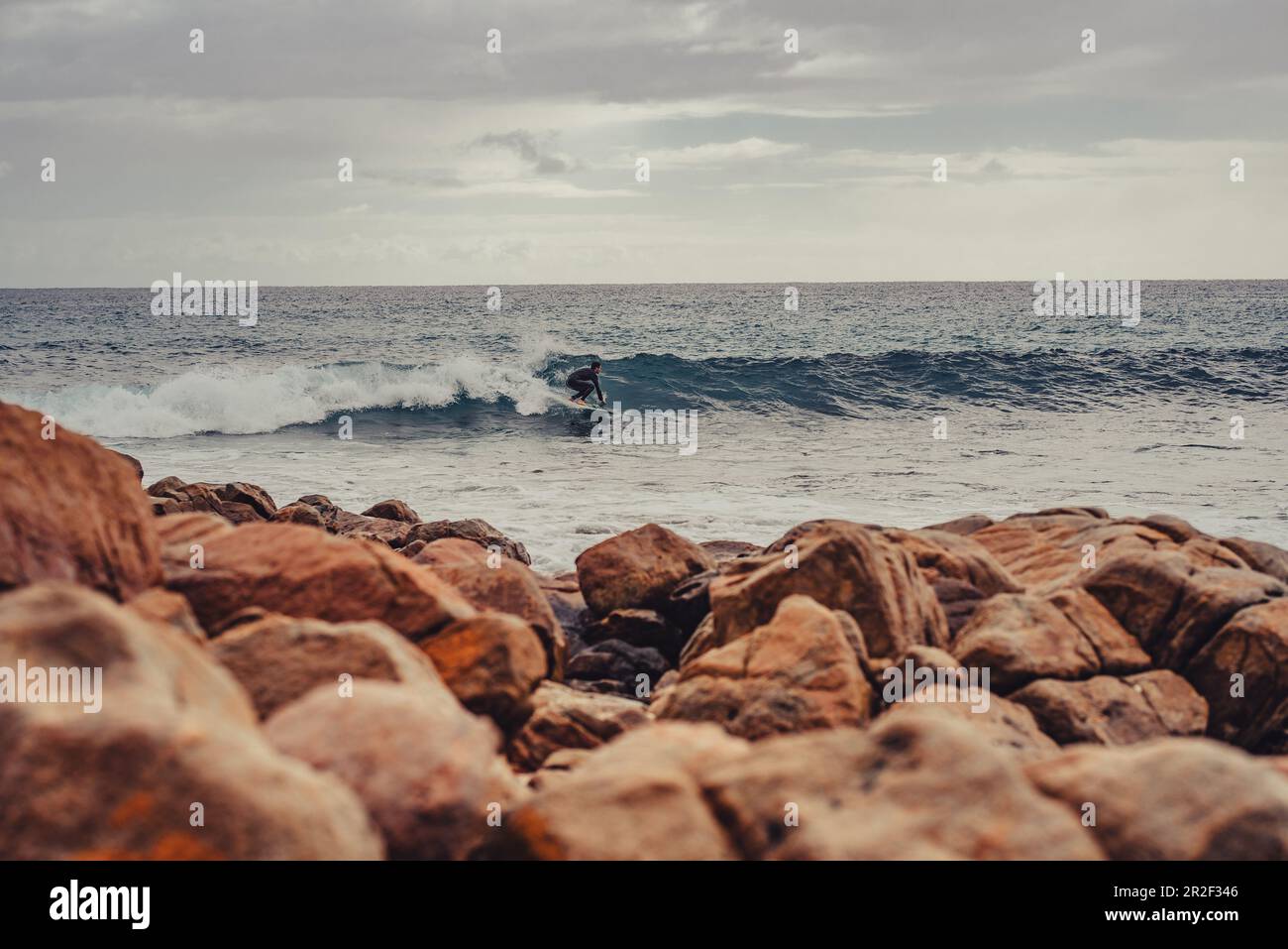 Surfers at Rocky Point, Dunsbrough near Margaret River, Western ...