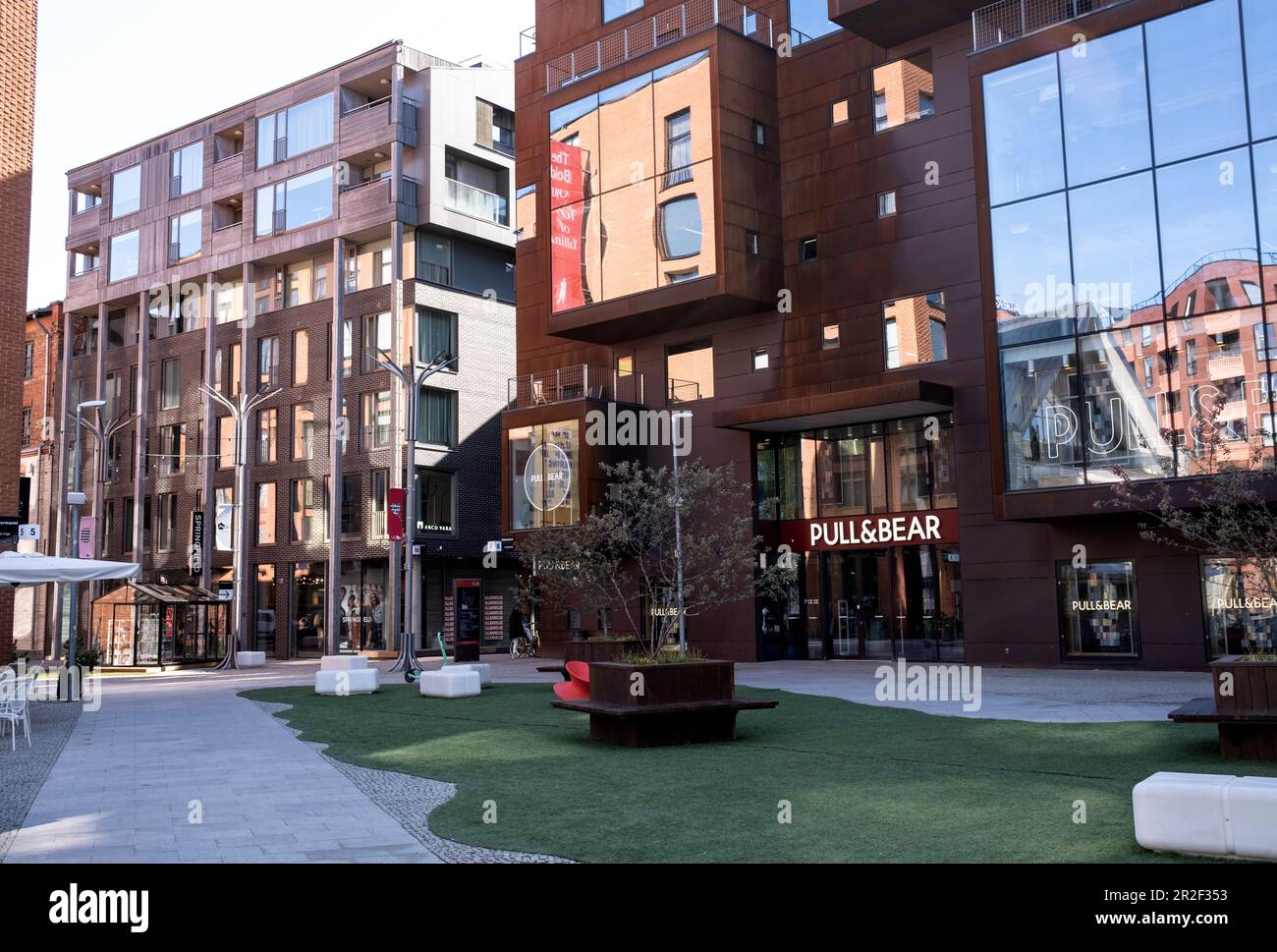 Modern architectural landscape, Pull&Bear shop, Rotermann Quarter ...