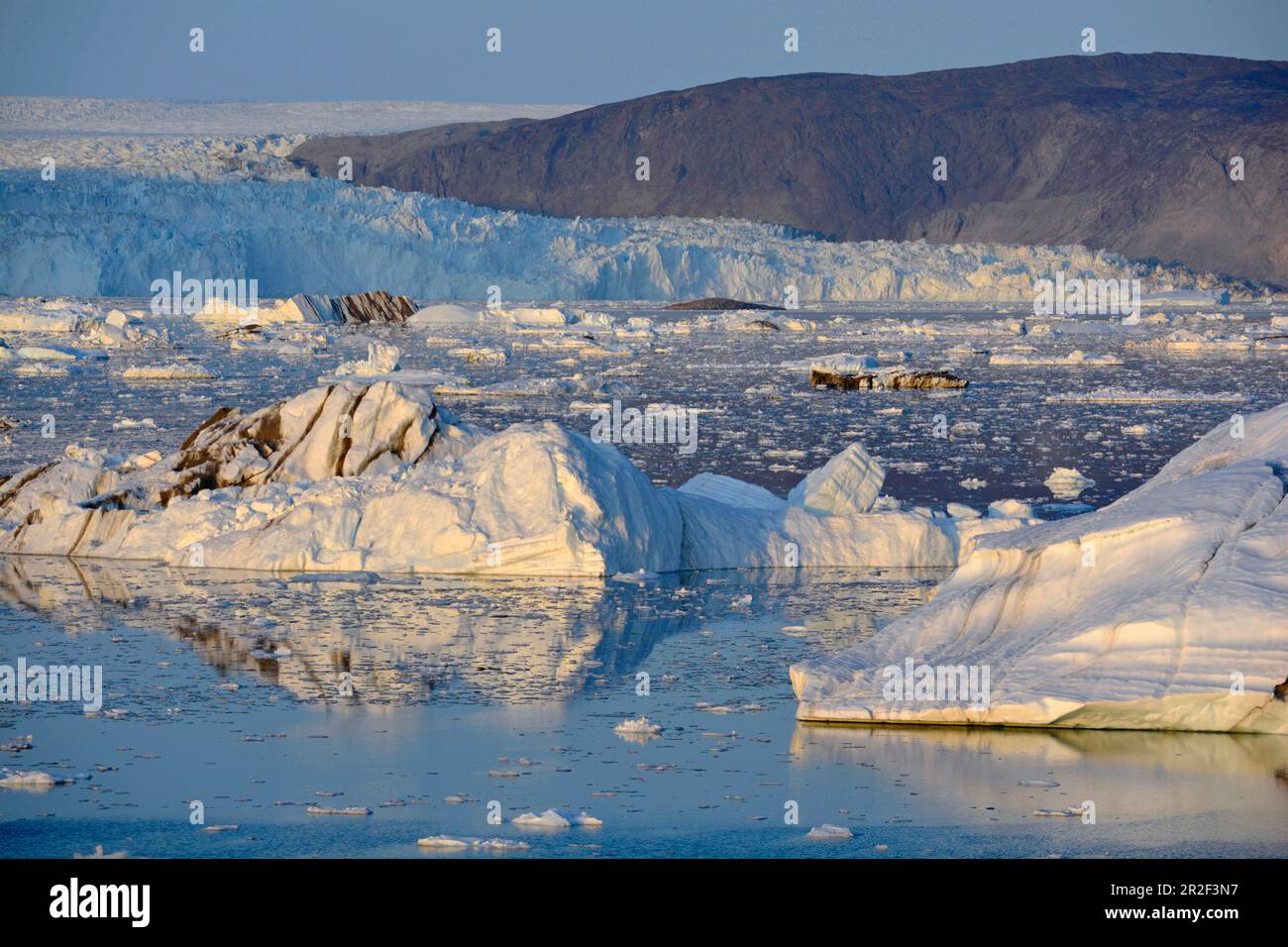 Eqi Glacier in West Greenland; Foothills of the inland ice in the ...