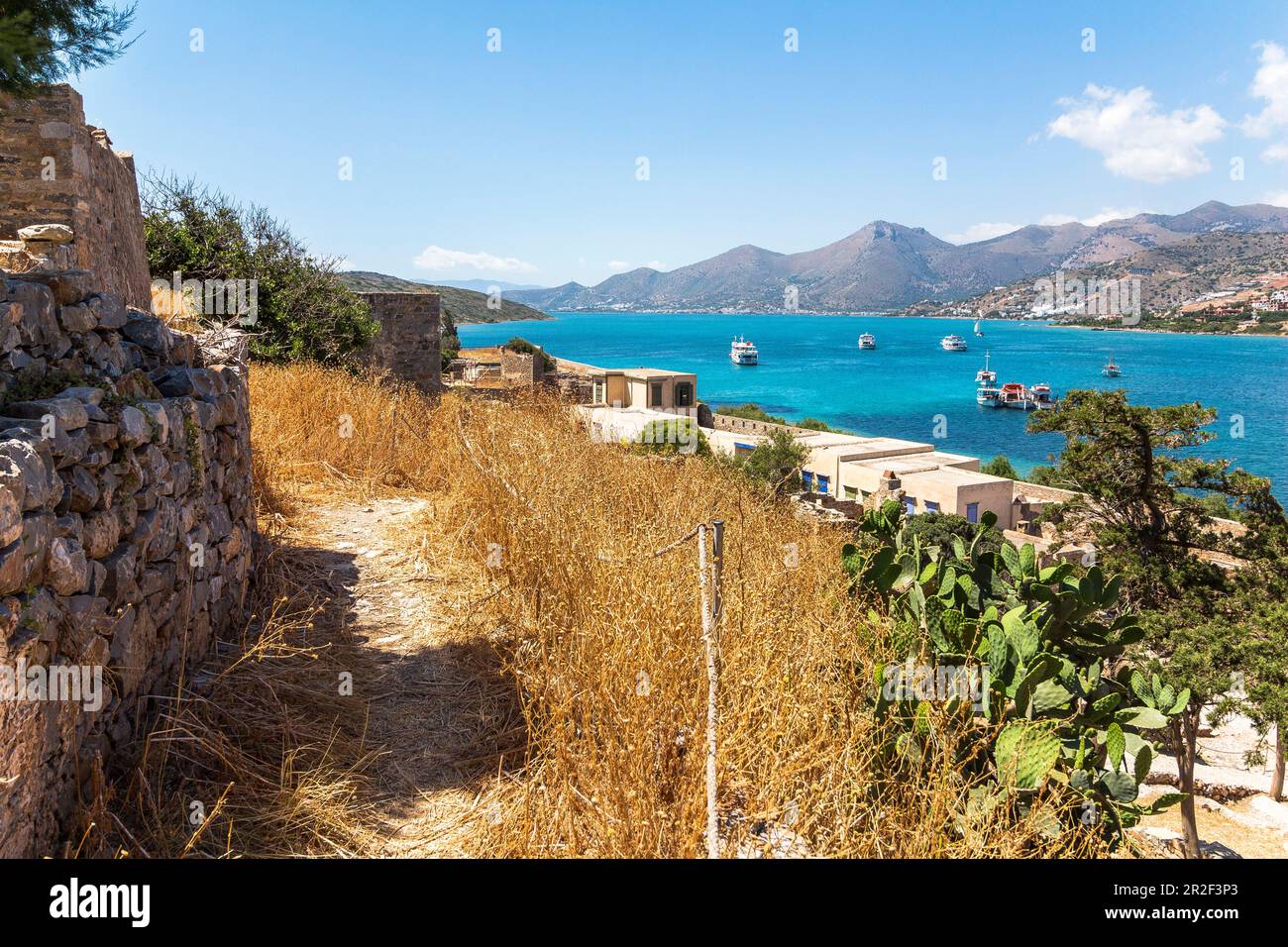 View from Spinalonga, island of lepers, Plaka, northeastern Crete ...