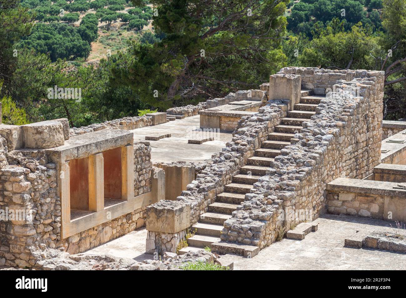 Ancient stairs in the grounds of the Palasr of Knossos, Crete, Greece ...