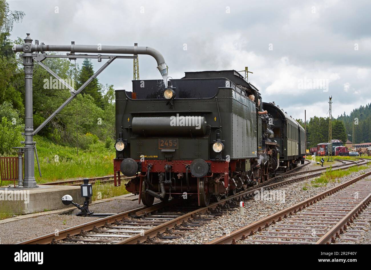 Museum railway Dreiseenbahn when filling with water in Seebrugg am ...