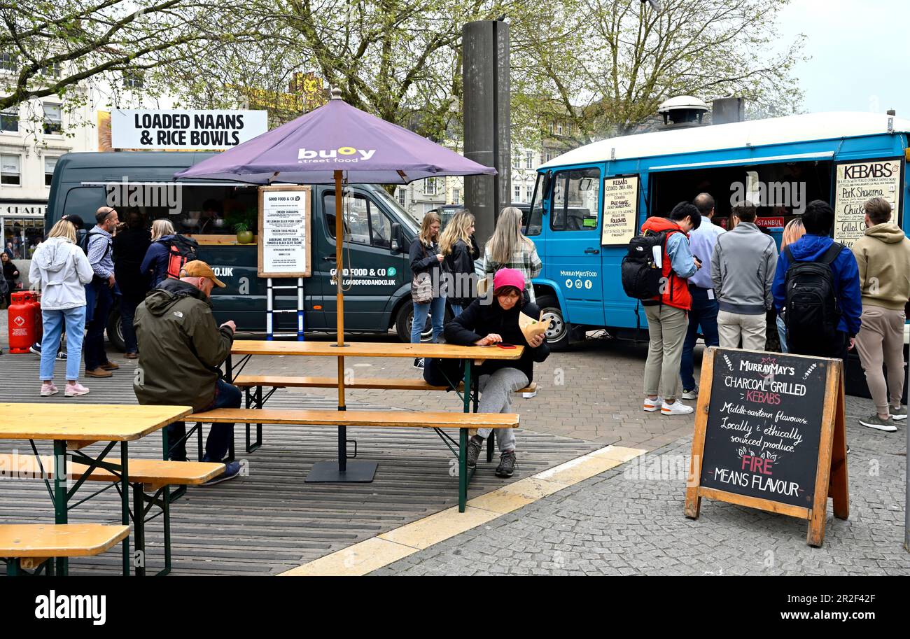 Bristol fast food stalls in city centre square by Cascade Steps ...