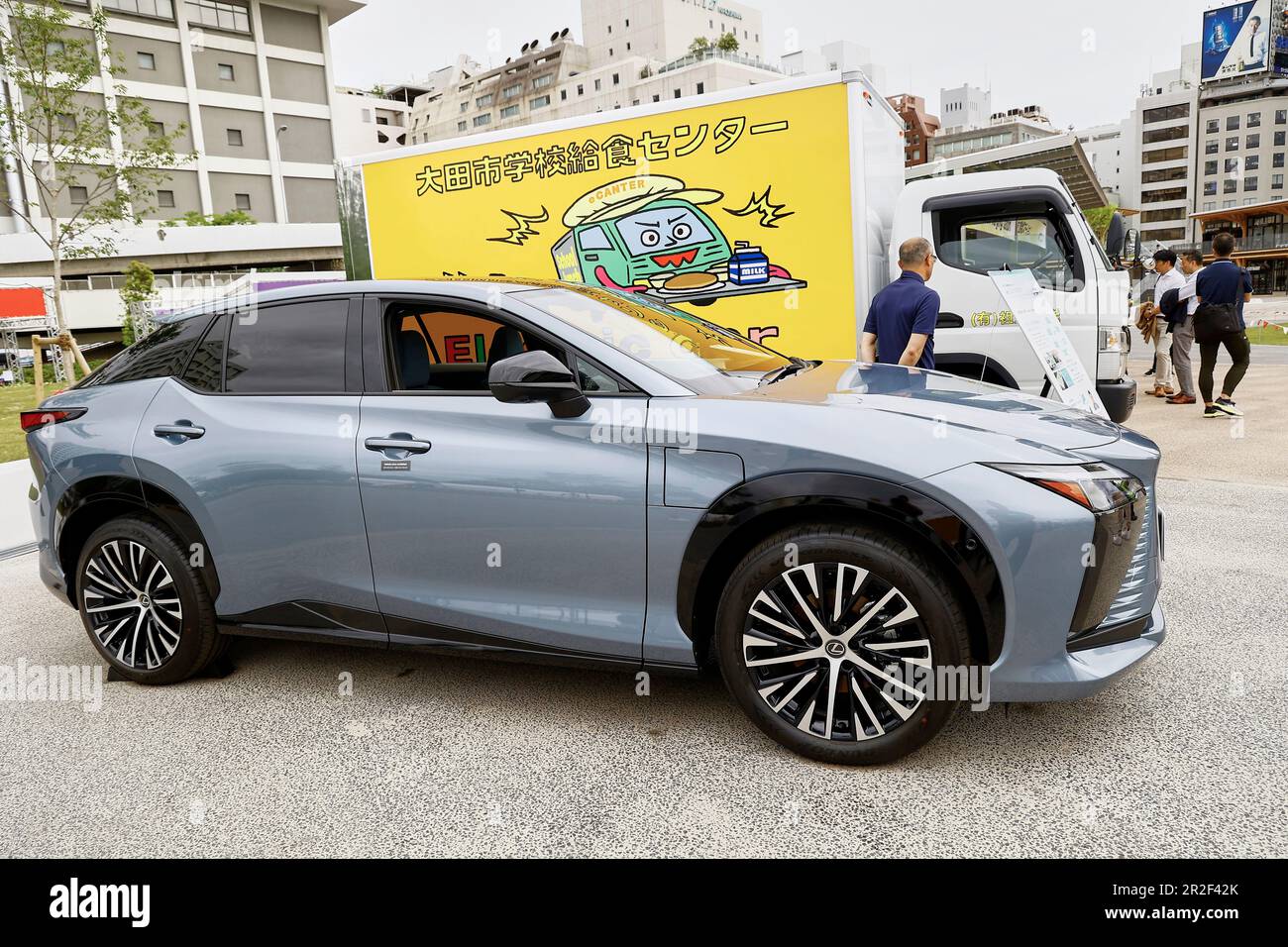 Hiroshima, Japan. 19th May, 2023. An electric vehicle Lexus RZ450e is ...