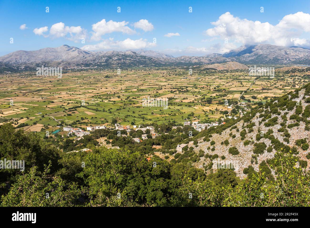 View from Zeus cave on Lassithi plateau, Psychro Crete, Greece Stock ...