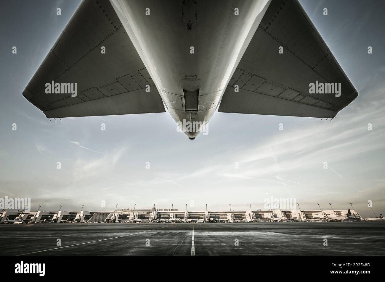 Tail unit of an Airbus A320-200 in the parking position at Munich ...