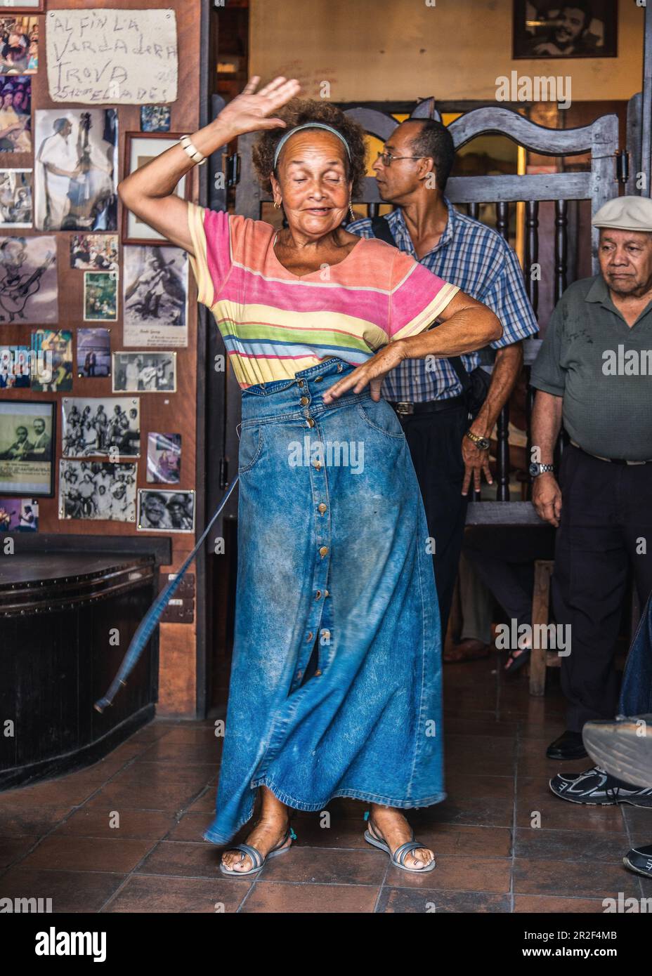 Elderly Cuban woman dancing in a bar in Santiago de Cuba, Cuba Stock ...