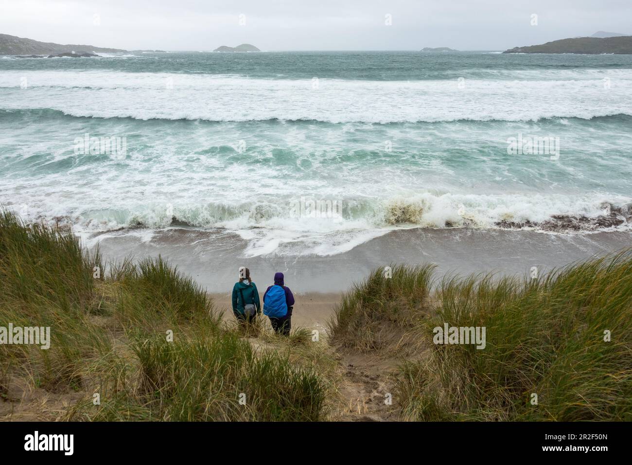 Storm on the beach, Derrynane Bay, Caherdaniel, County Kerry, Ring of ...