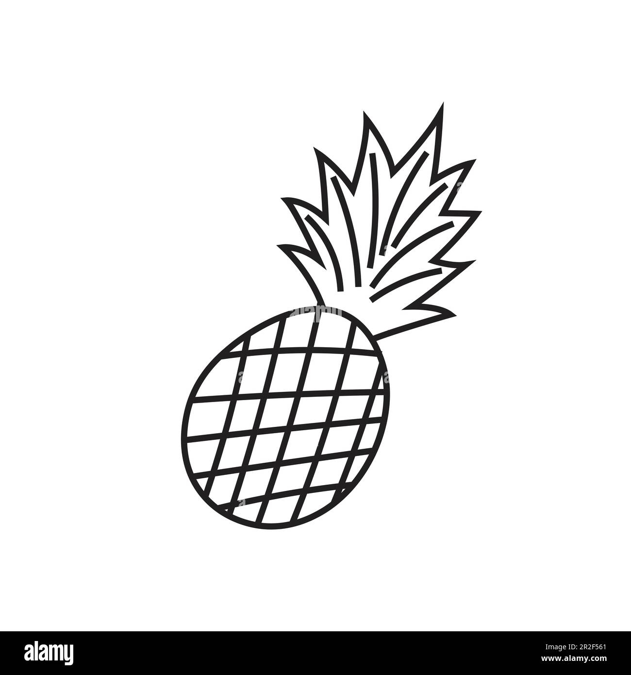 Pineapple doodle hand drawn line art illustration sketch. Ananas black ...