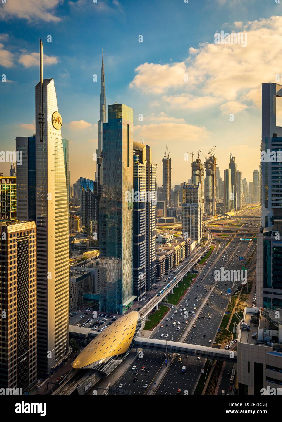 Sunset overlooking downtown Dubai, UAE Stock Photo - Alamy