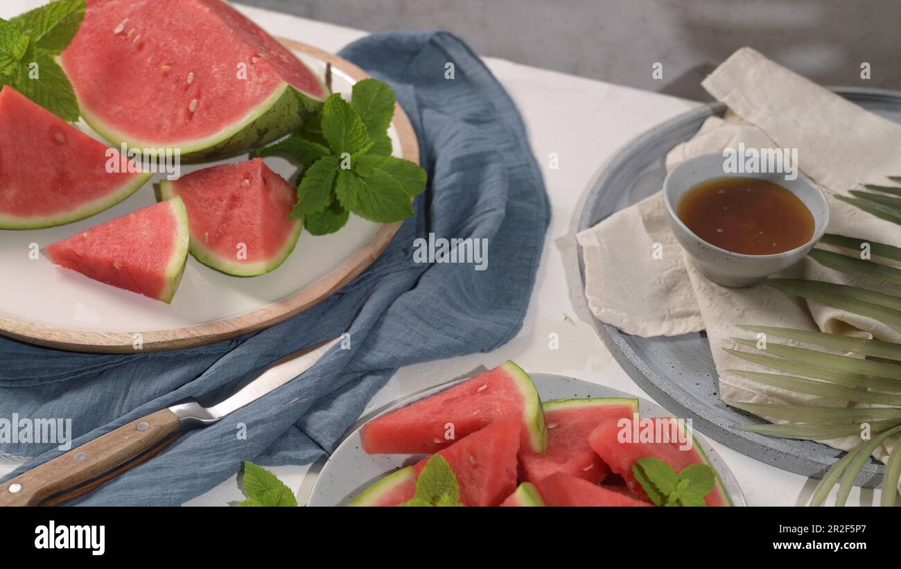 Fresh ripe sliced watermelon on white background Stock Photo - Alamy