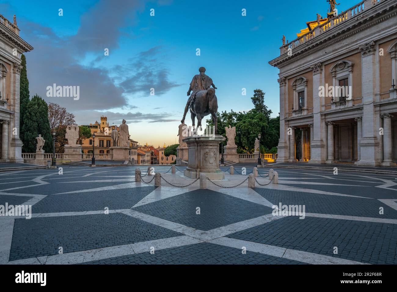 Morning at Palatine Hill with a view of the statue of Mark Aurel, Rome ...