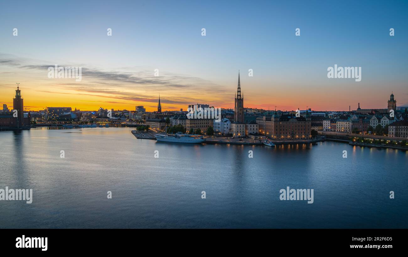 Panoramic view of the city during sun rush in Stockholm, Sweden Stock ...