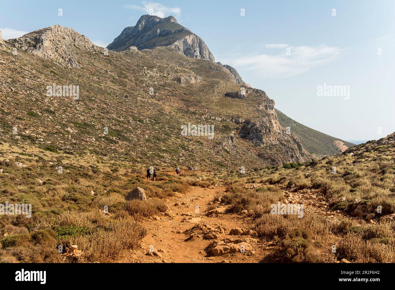 Hiking trail from mountains to Balos lagoon, northwest Crete, Greece ...