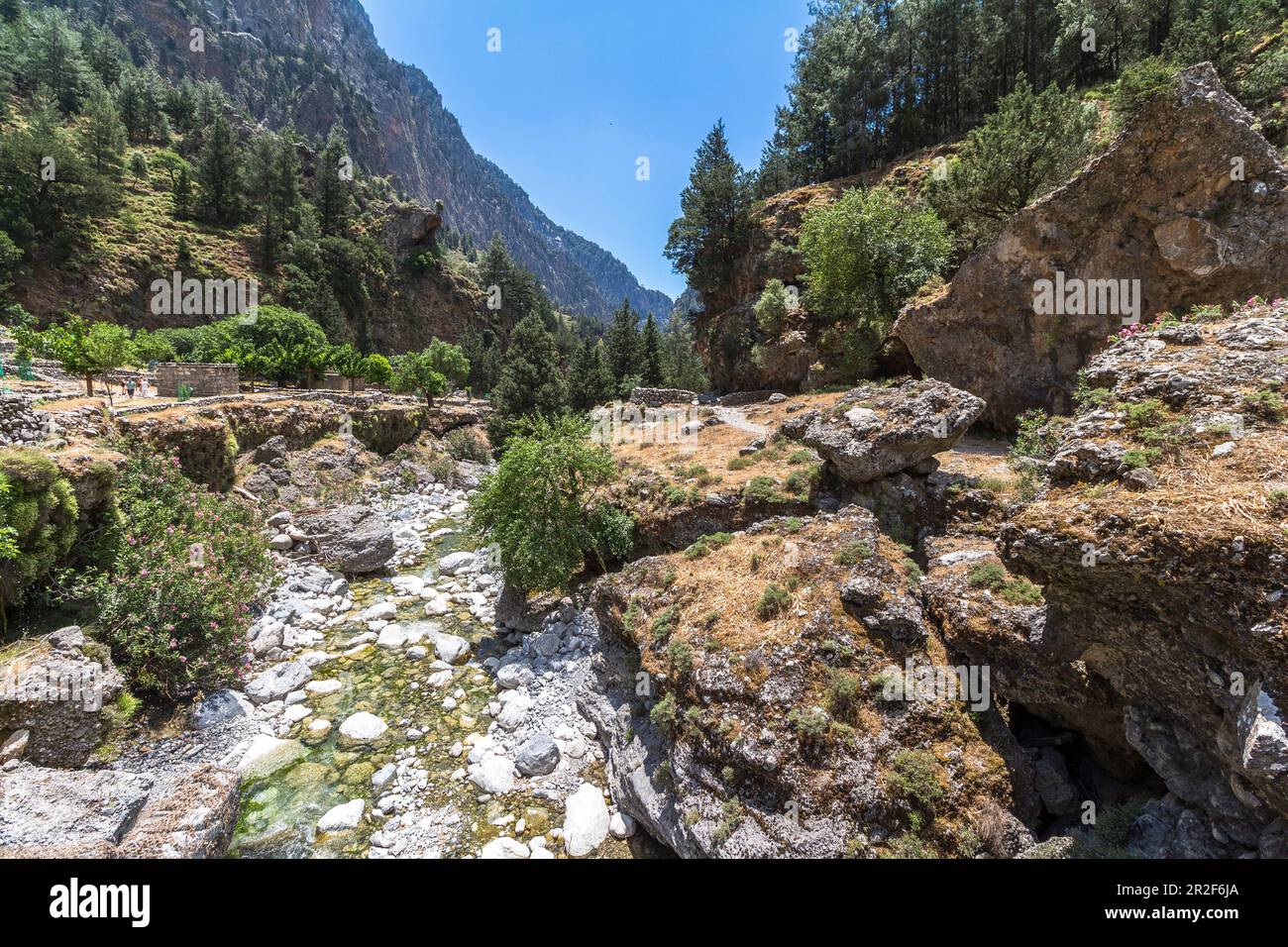 River at Samariá rest area on Samaria Gorge hike, West Crete, Greece ...