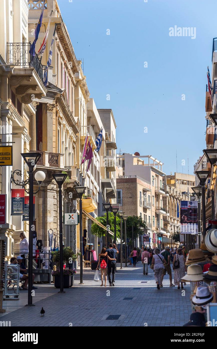 Pedestrian zone 25is Avgoustou, old town of Heraklion, north Crete ...