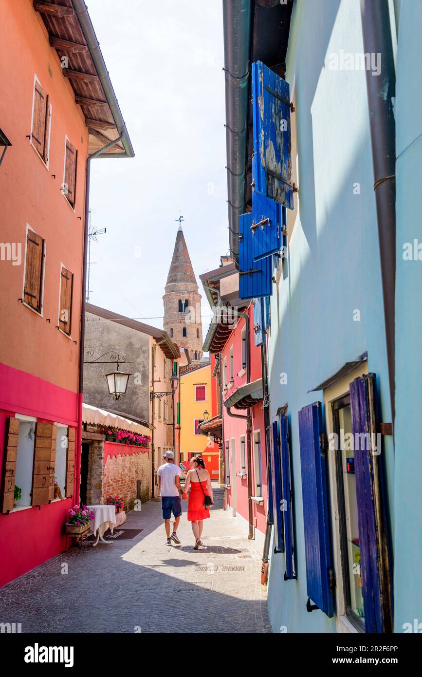 Colorful house facades in Caorle, Veneto, Italy Stock Photo - Alamy