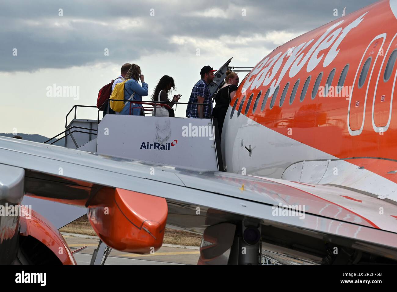Passengers board an EasyJet flight at Parma Majorca. May 2023 Stock ...