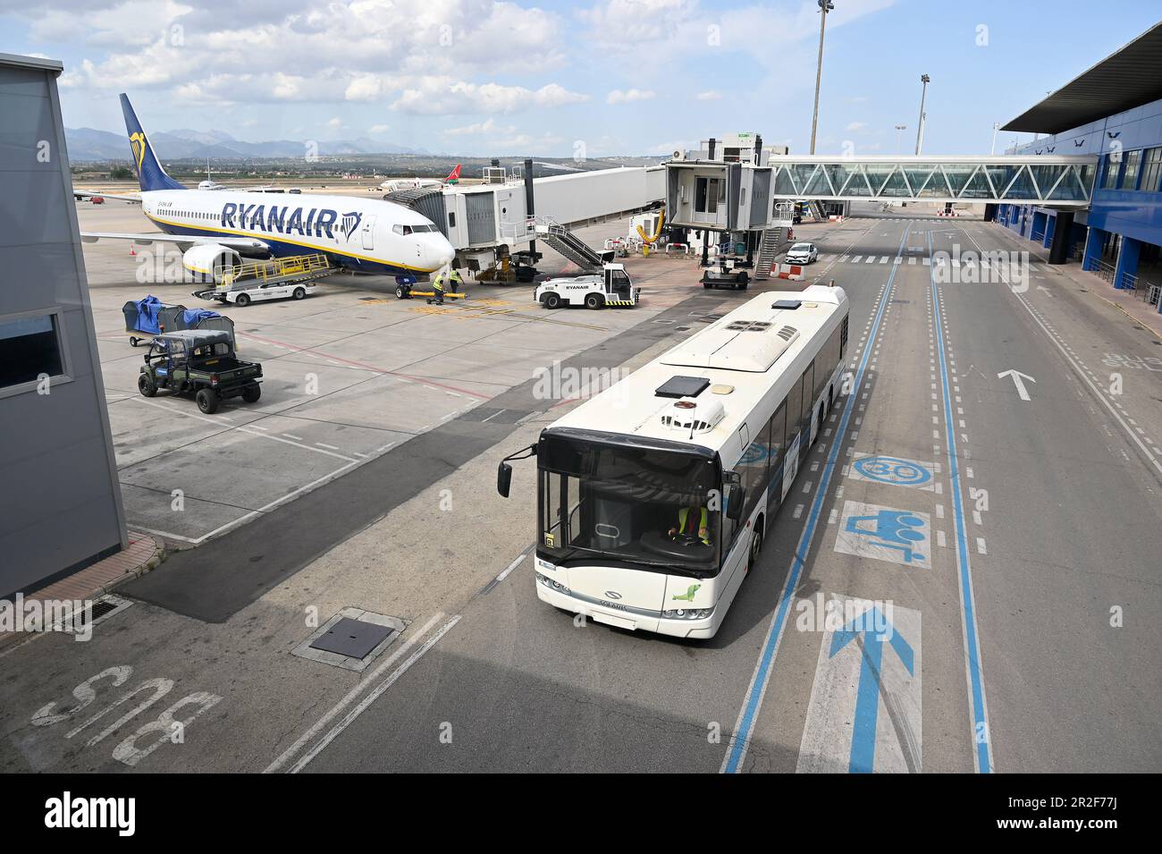 Airport Transfer Bus Majorca. May 2023 Stock Photo - Alamy