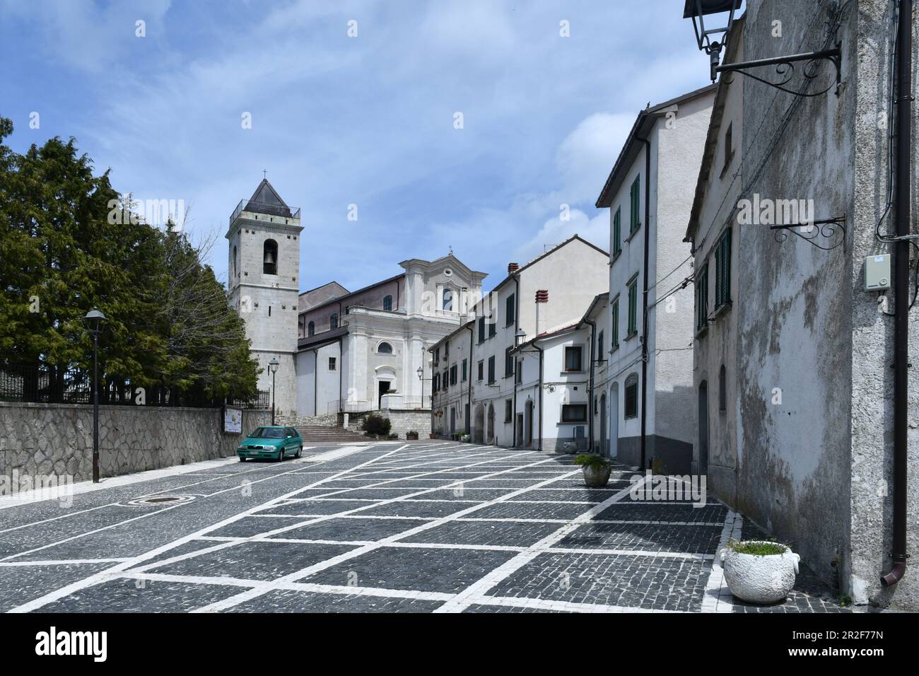 The street of Capracotta, a small town in the mountains of Molise ...