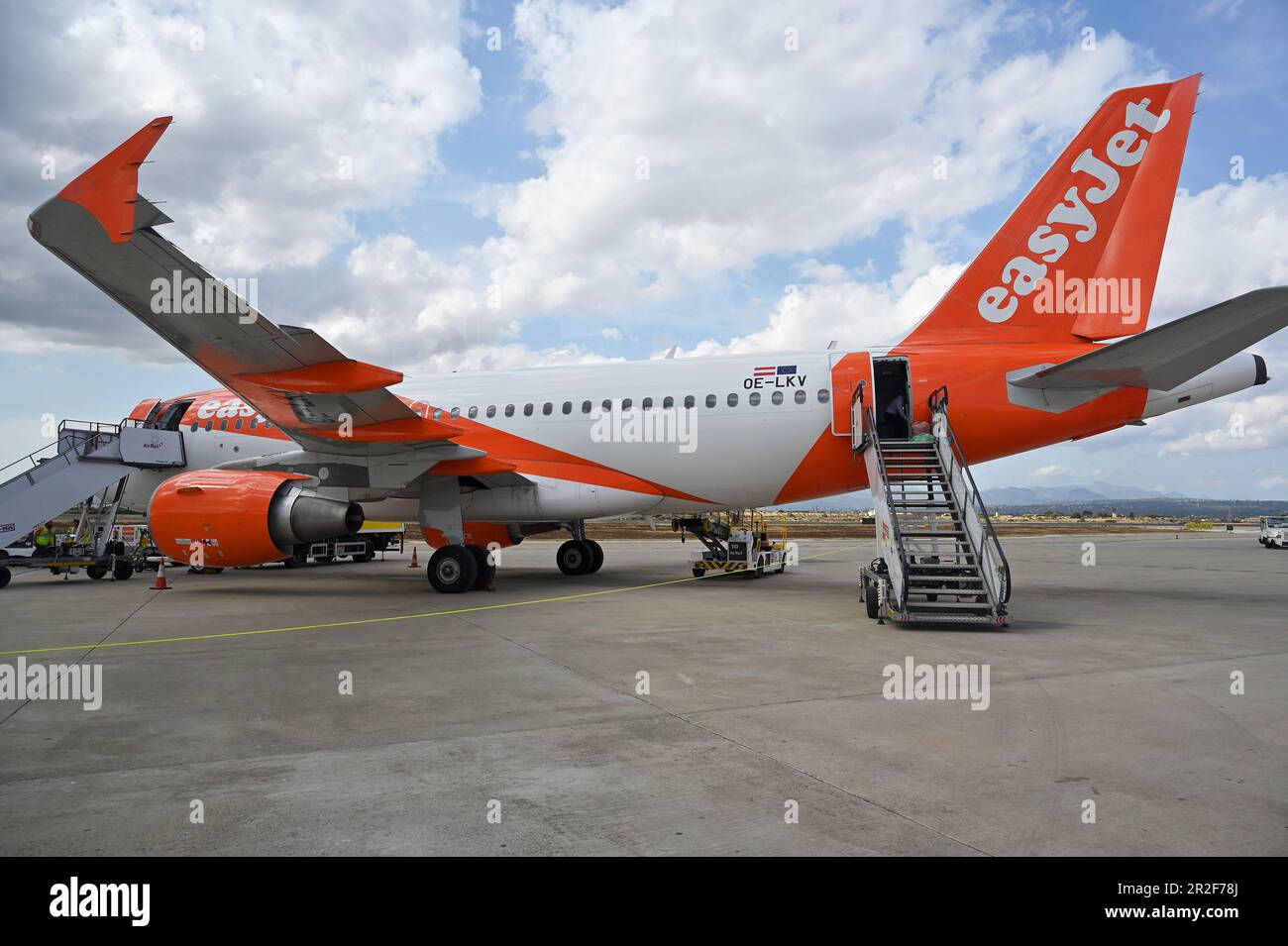 Passengers board an EasyJet flight at Parma Majorca. May 2023 Stock ...