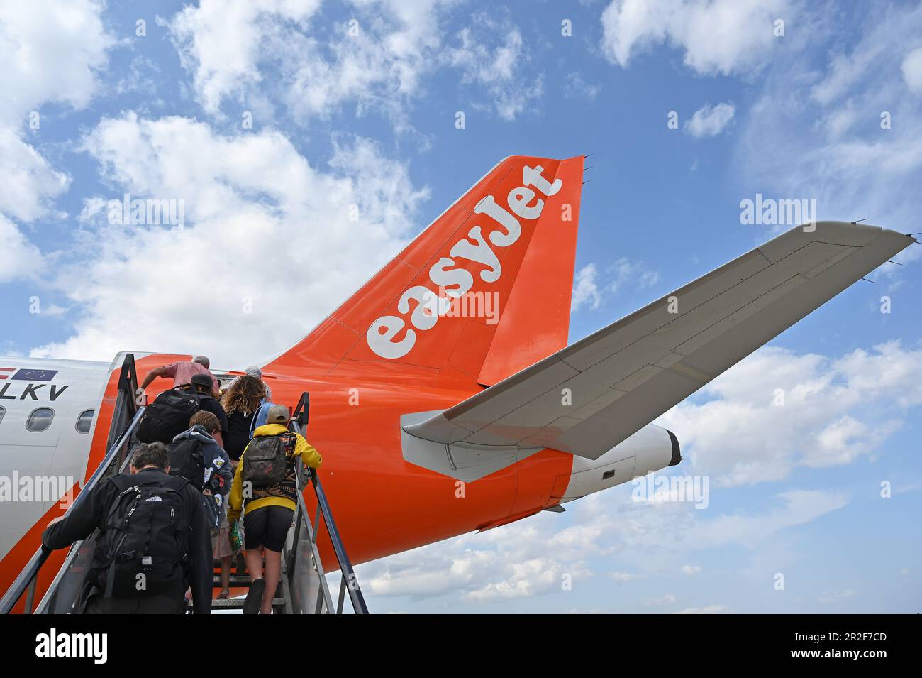 Passengers board an EasyJet flight at Parma Majorca. May 2023 Stock ...
