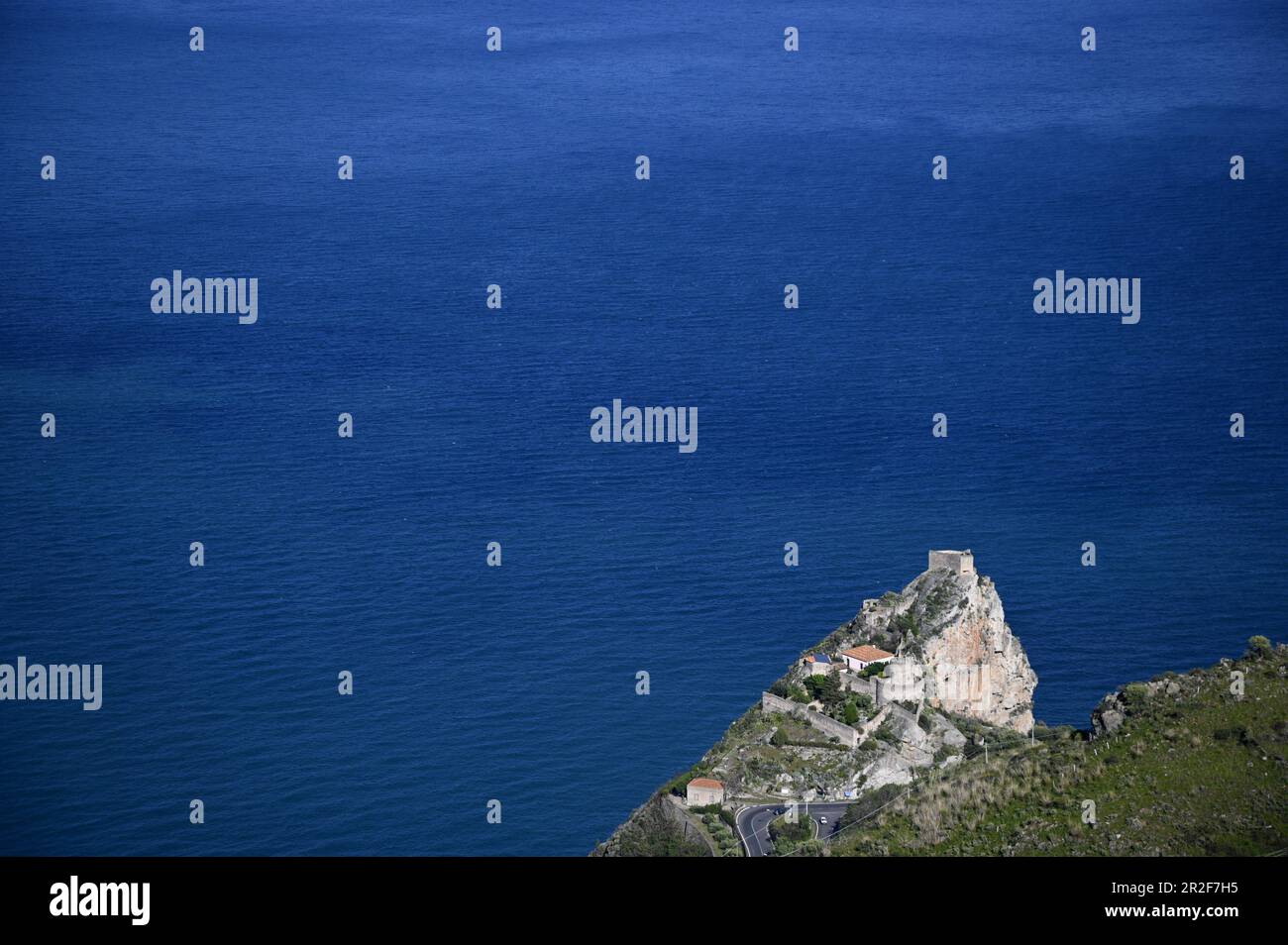 Landscape with scenic view of Castello di Sant'Alessio Siculo a ...