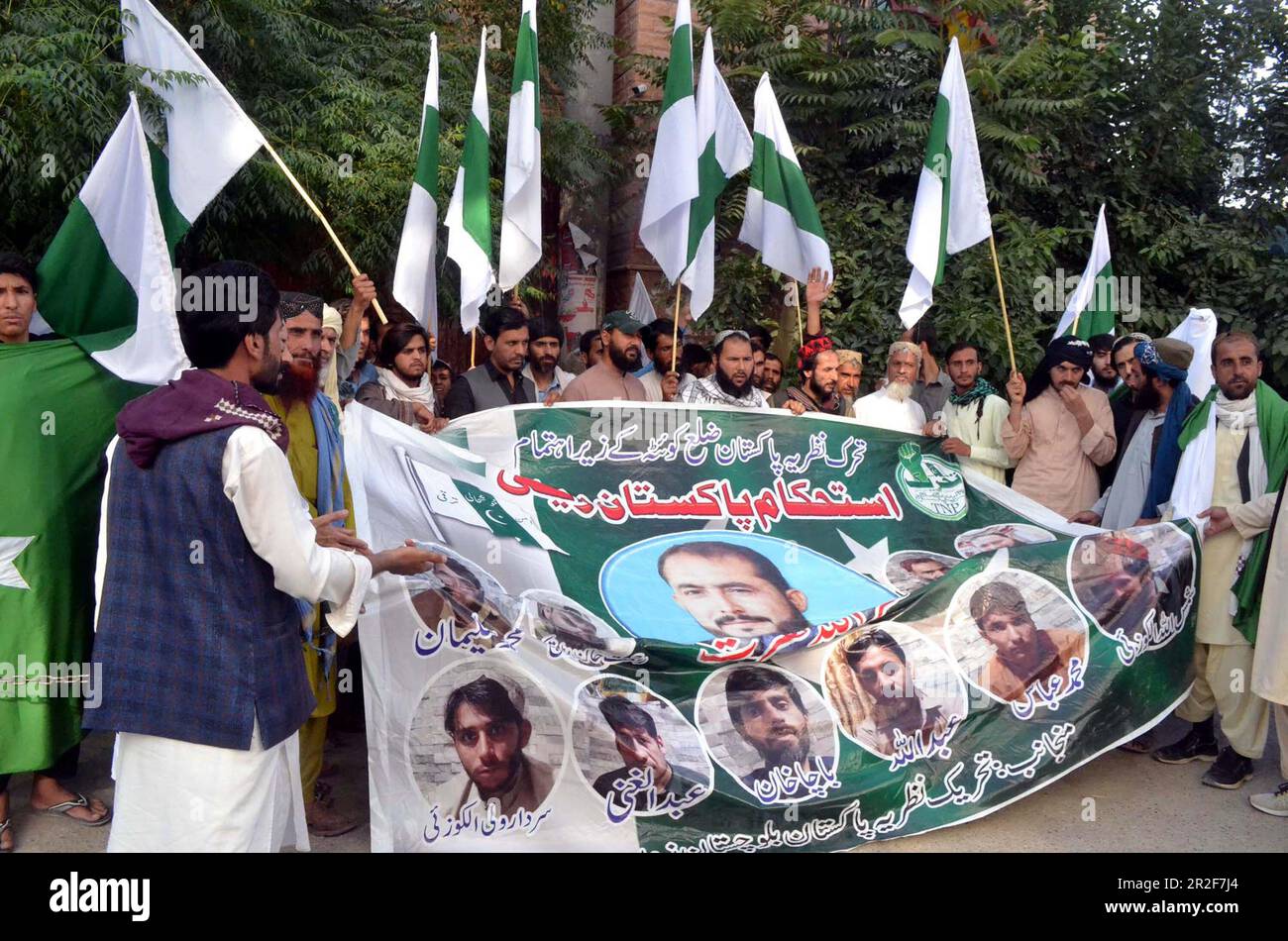 Pakistan. 19th May, 2023. Members of Tehreek-e-Nazariya Pakistan ...