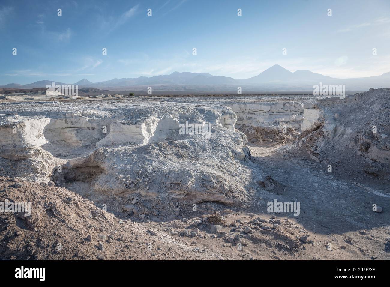 Minerals mining, in the background Licancabur volcano in the Cordillera ...