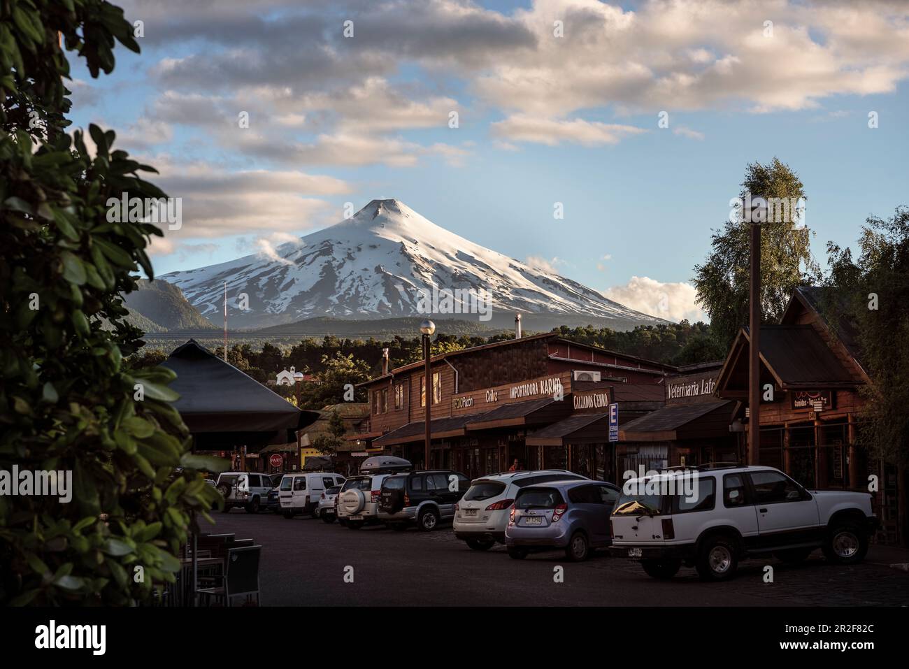 View to Villarrica volcano, Pucon, Región de la Araucanía, Chile, South ...