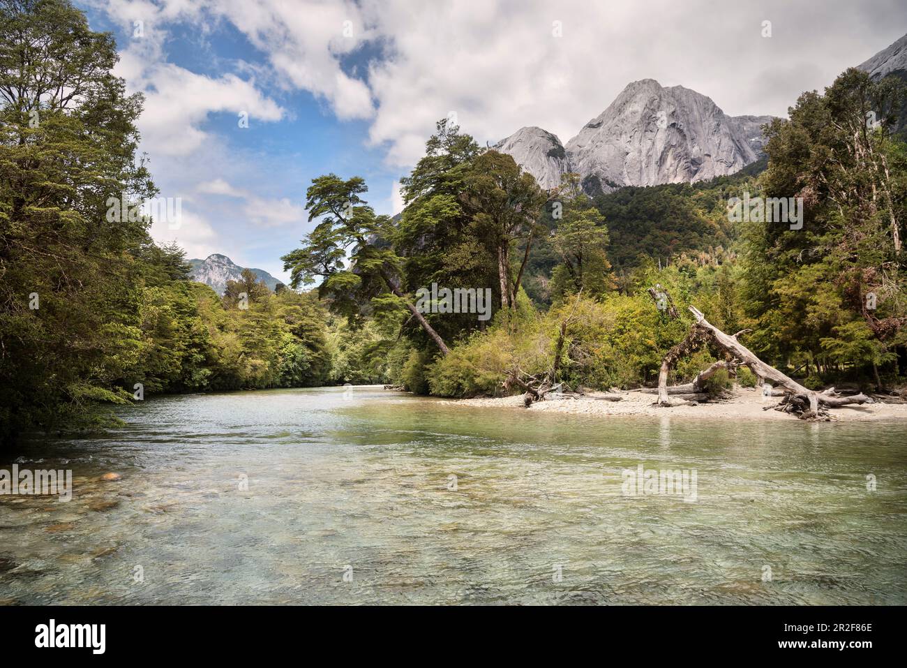 crystal clear water in La Junta in the Cochamo Valley, Region de los ...