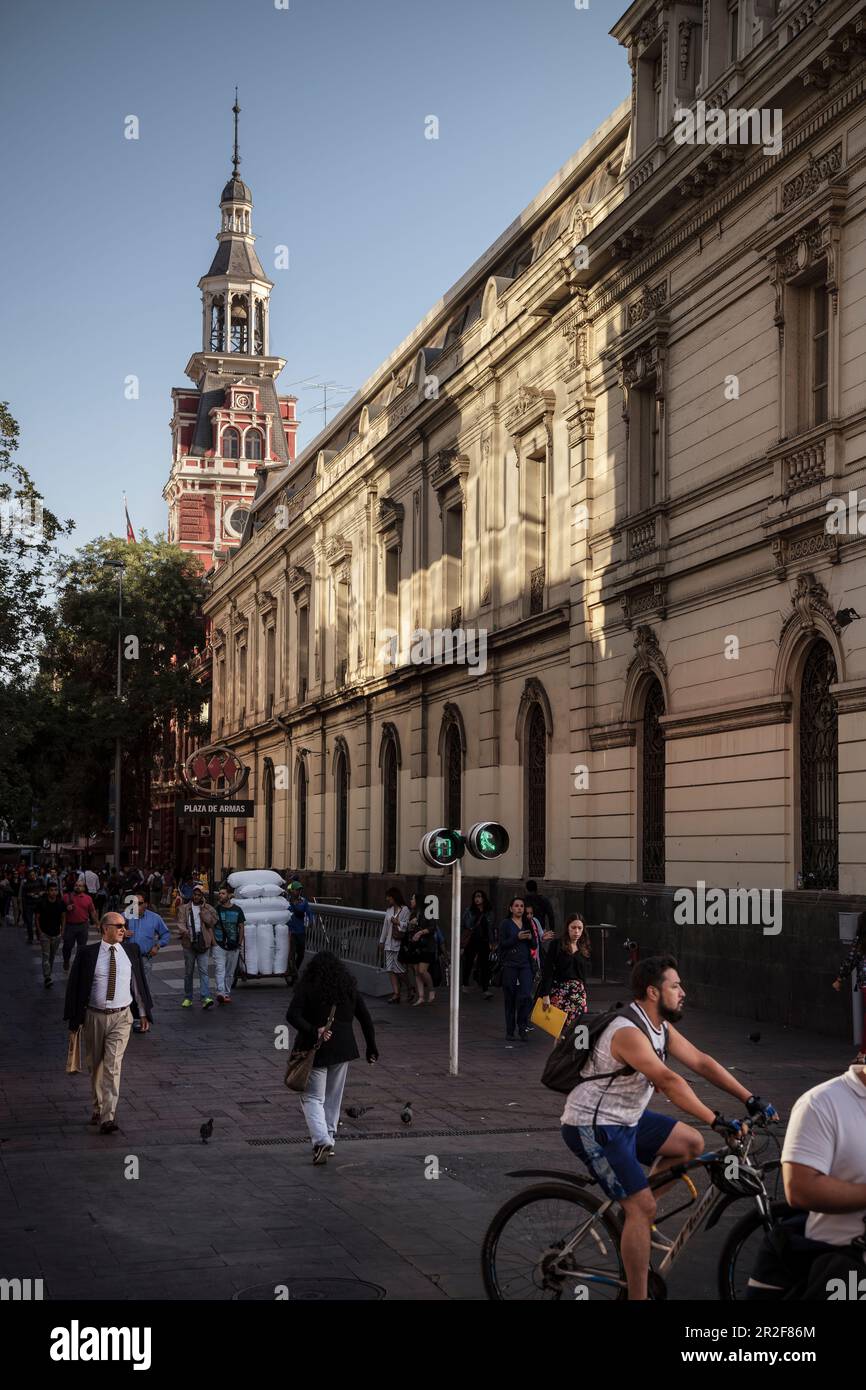 colonial building on Plaza de Armas, capital city Santiago de Chile ...