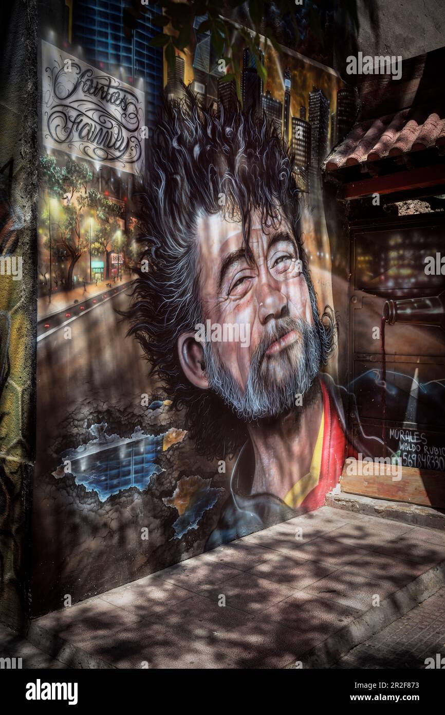 street-art mural (large mural) in the Barrio Bellavista, capital ...