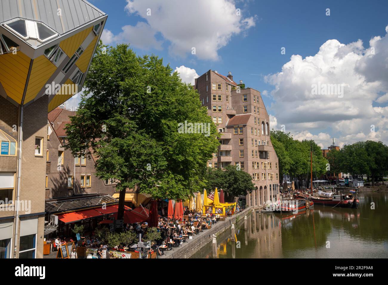 View of the old port 'Oudehaven' and bars of Rotterdam, Holland Stock ...