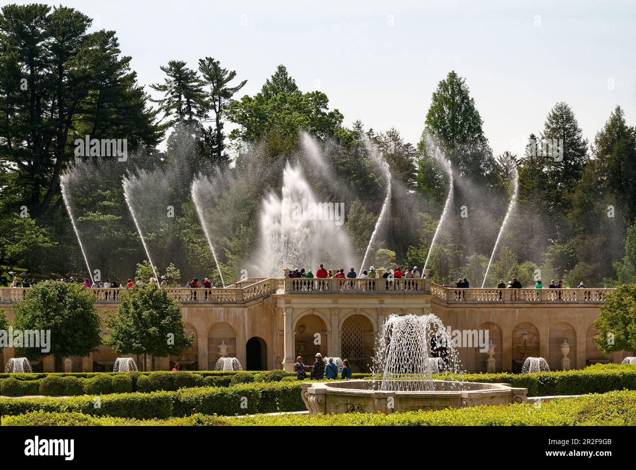 Main Fountain Garden, bilevel, water spouting high, dancing, small ...