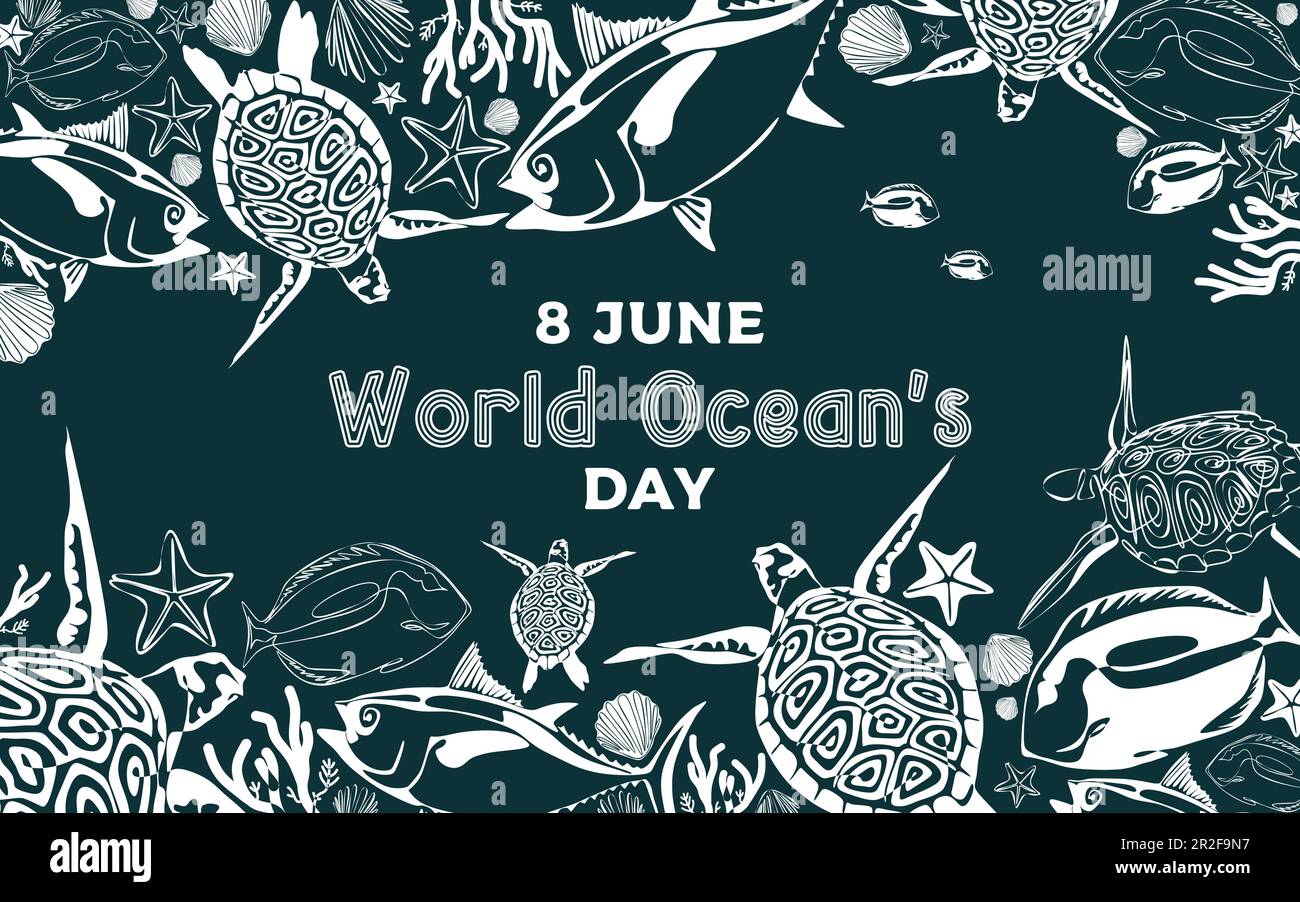 World Ocean's Day, marine life day, Earth day conceptual vector design ...